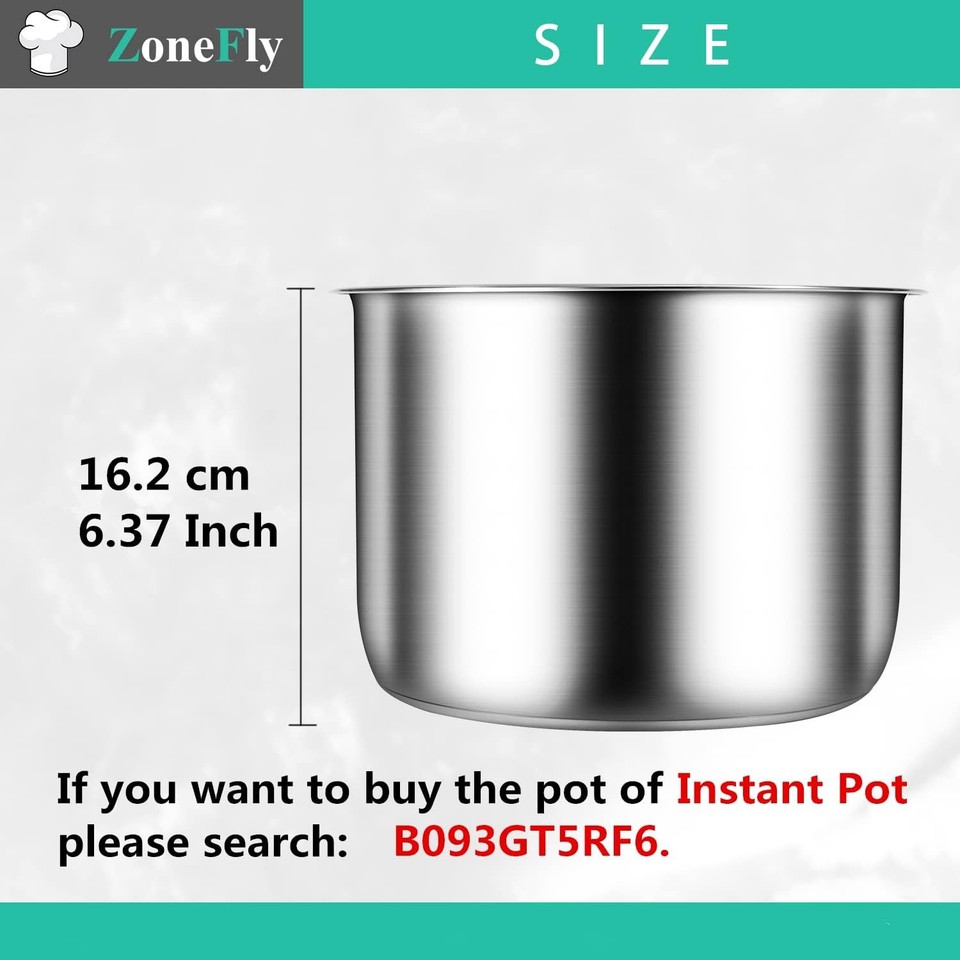 6-liter power pressure cooker XL replacement inner pot stainless steel ...