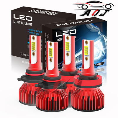 For Ford Edge 2007-2010 4x Combo LED Headlight Hi Low Beam Bulbs Kit ...