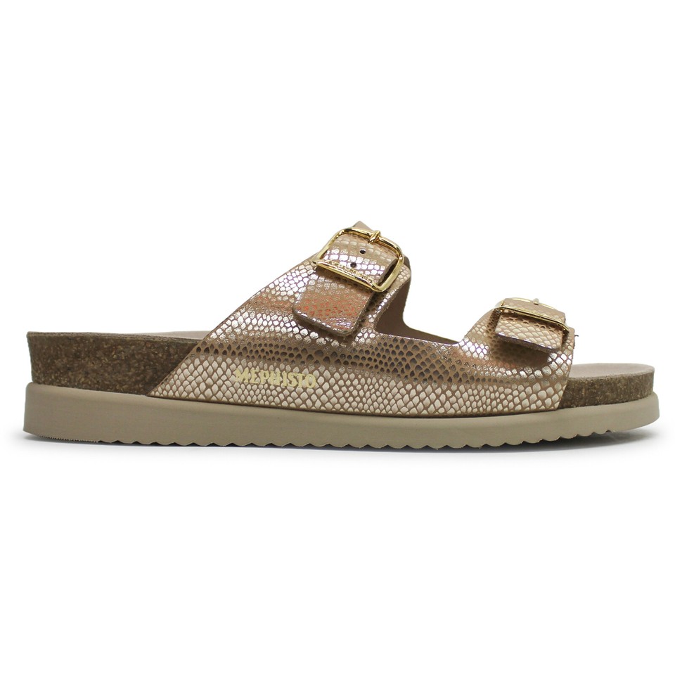 Mephisto Womens Sandals Harmony Casual Buckle Slip On Metallic Leather ...