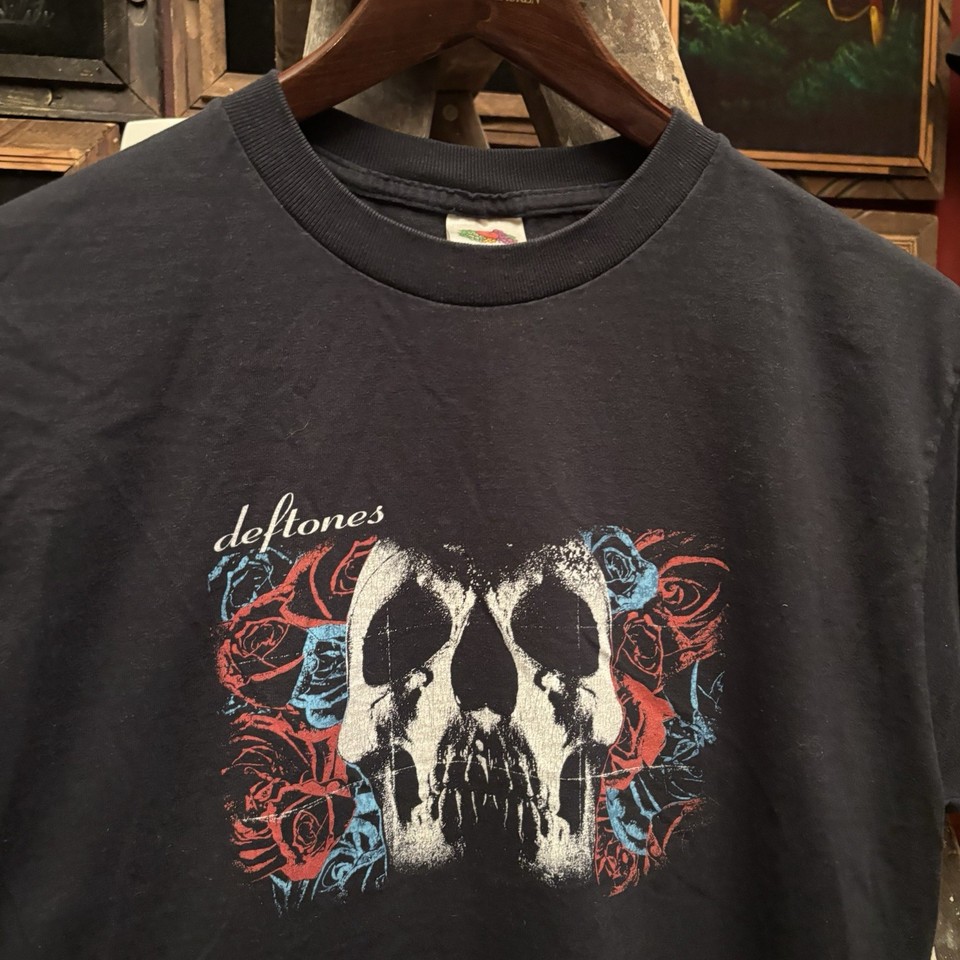 Vintage Deftones Skull And Rose 2003 Faded Black Band T-Shirt Sz Med ...
