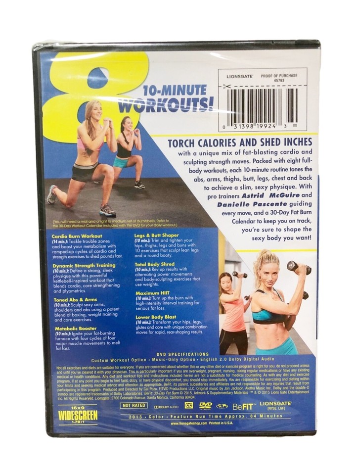 BeFit 30 Day Fat Burn (DVD, 2015) Shed Pounds Eight 10-Minute Work Outs ...