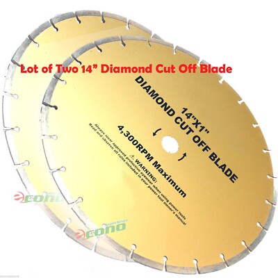 LOT TWO 14" Diamond Cut Off Blade 4 Concrete Brick Stone Slate Masonry ...