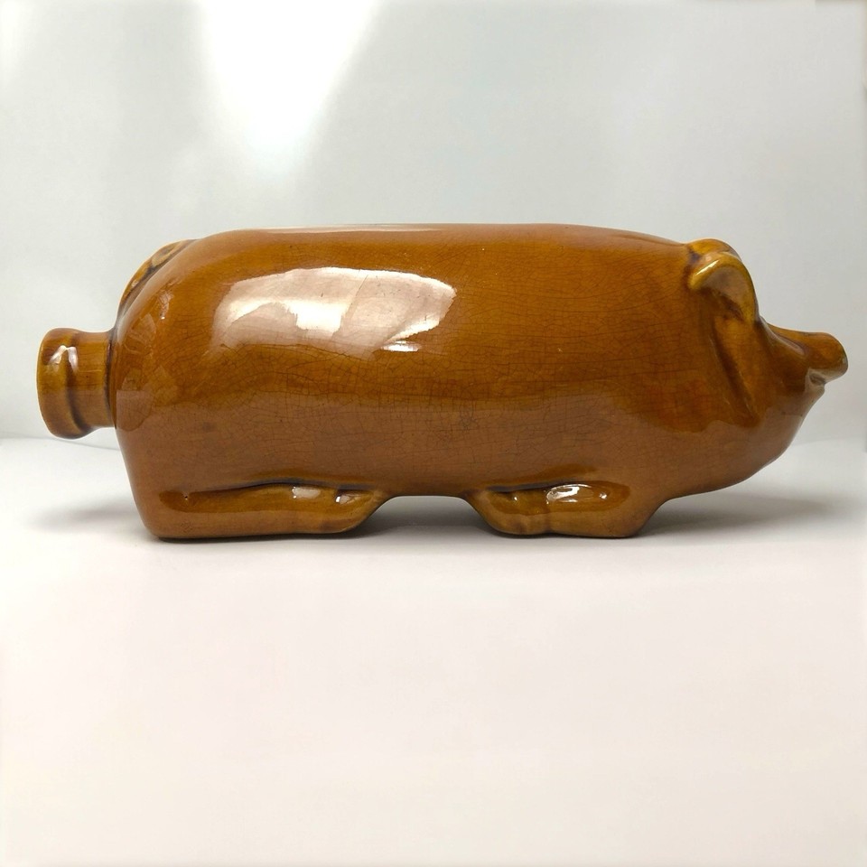 Antique American Art Pottery Pig Flask Figural Glazed Clay Bourbon ...