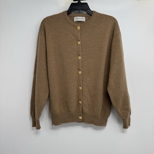 William Lockie Cardigan 38" Brown Made In Scotland Medium Golden Tone ...
