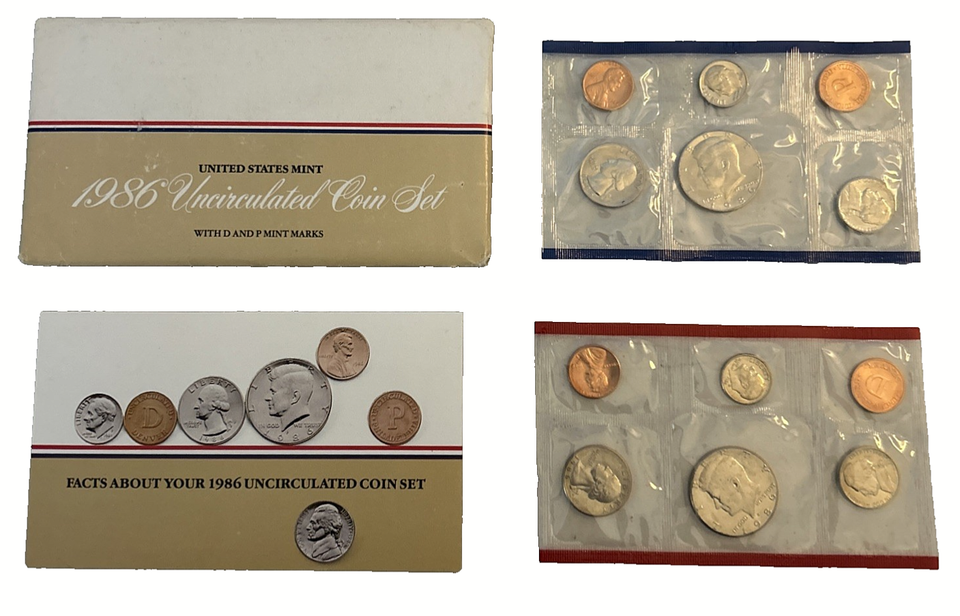 1986 P &D U.S Mint Uncirculated Coin Sets Lot of 5 OGP COA | eBay