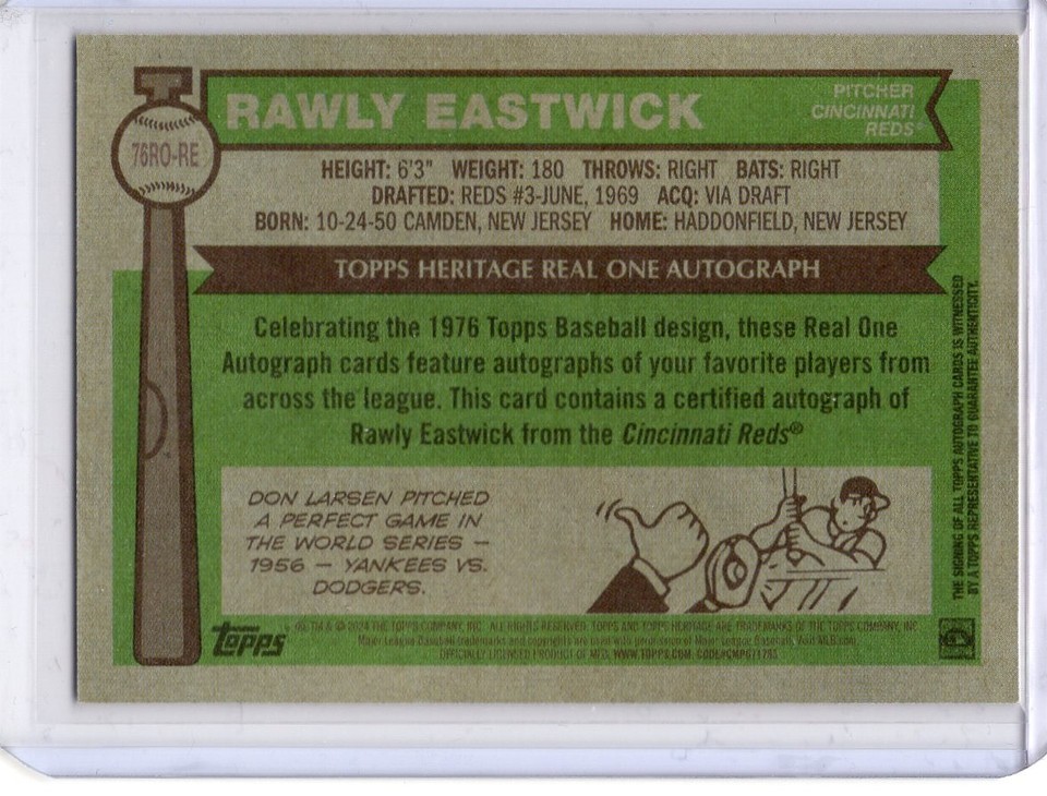 2025 Topps Heritage #76RO-RE Rawly Eastwick Real One Auto Cincinnati Reds | eBay