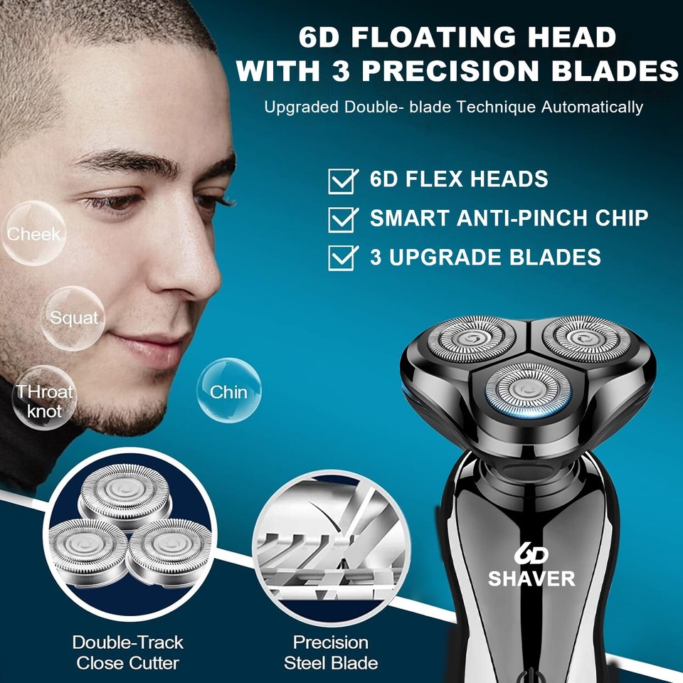 Mens Wet/Dry Electric Shaver Trimmer Rotary Razor Beard Shaving USB ...