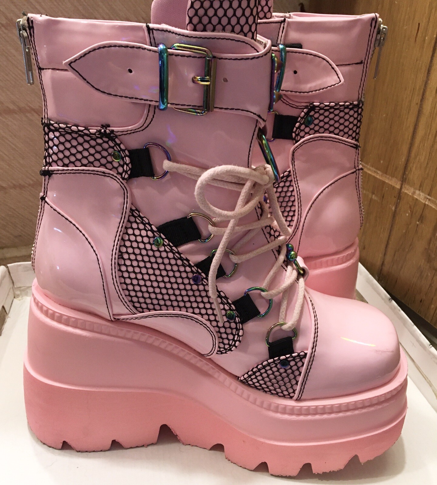 Demonia Shaker60 Baby Pink Platform Boots Adorable Si… - Gem
