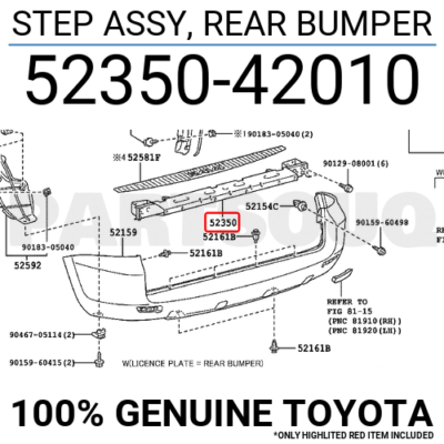5235042010 Genuine Toyota STEP ASSY, REAR BUMPER 52350-42010 | eBay