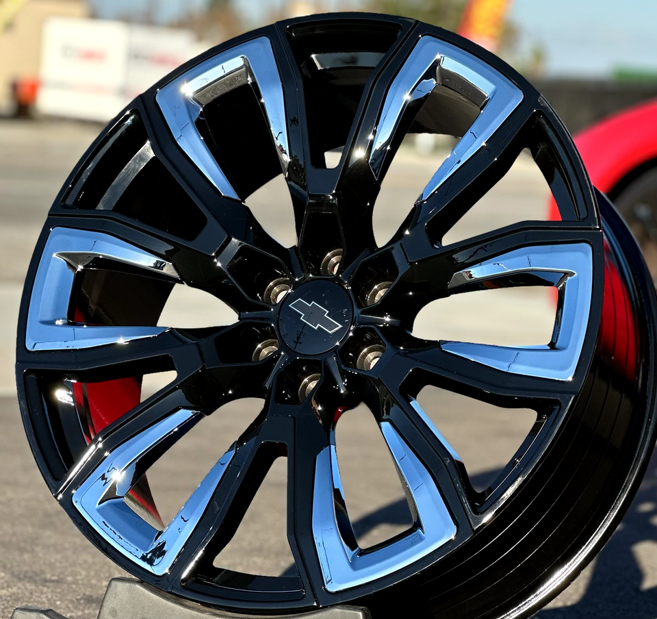 22" FR207 Black Chrome Inserts Wheels | 9" Width | 6x139.7 Bolt Pattern ...