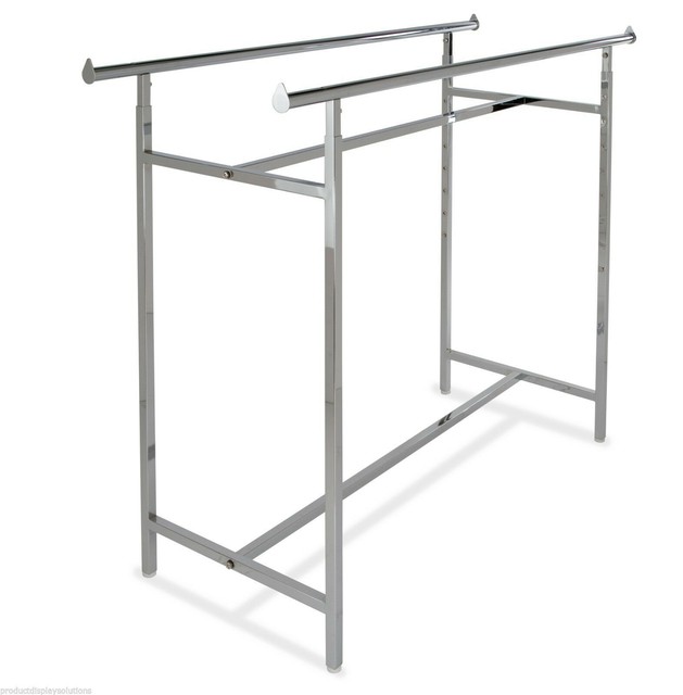 Double Rail Retail Display Rack with Adjustable Height 48"-72" | Chrome ...