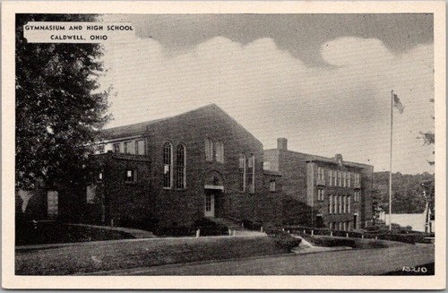 Caldwell, Ohio Postcard "Gymnasium and High School" Street View ...