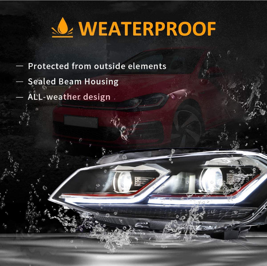 VLAND LED Headlights For VW Golf MK7.5 2018-2021 Projector Front Lamps ...