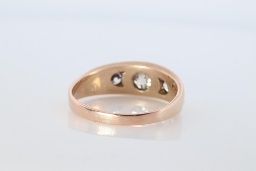 Antique 14k Triple Diamond signet ring. Gypsy Diamond bezel set into ...