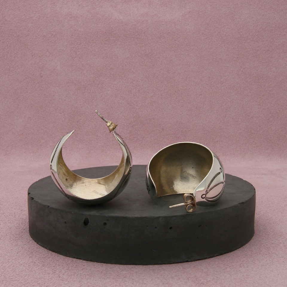 navajo sterling silver vintage stamped hoop earrings | eBay