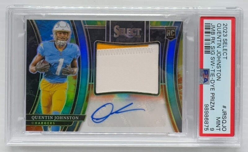 2023 Select Quentin Johnston Tie-Dye Prizm Jumbo Jersey Rookie Auto #23 ...
