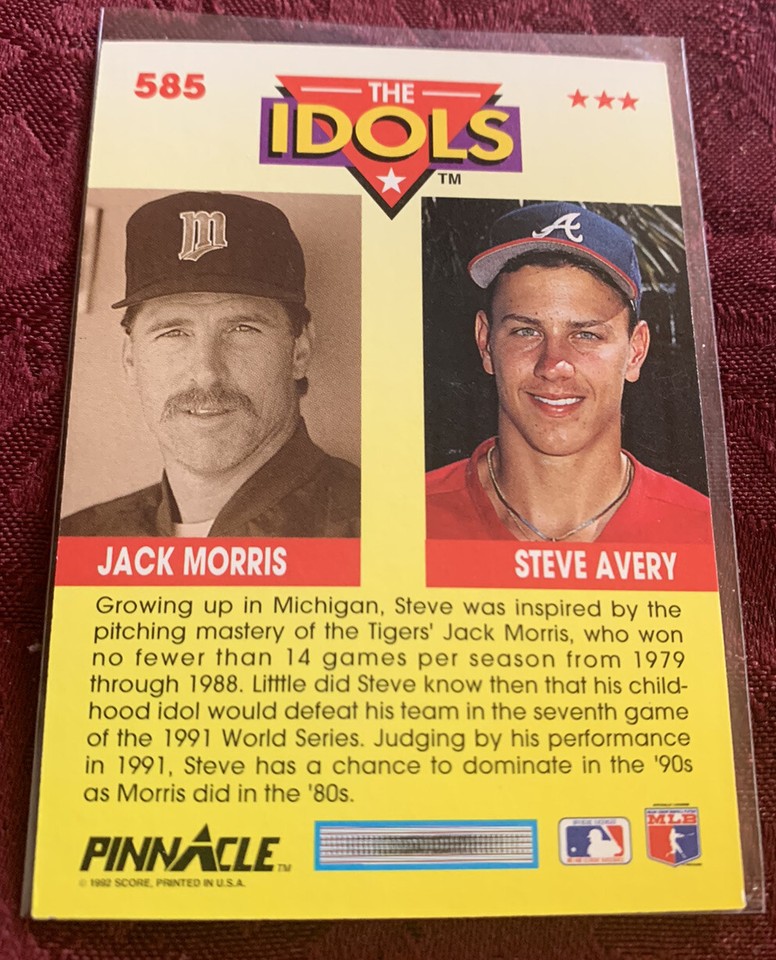 Jack Morris / Steve Avery 1992 Pinnacle IDOLS Baseball Card #585 | eBay