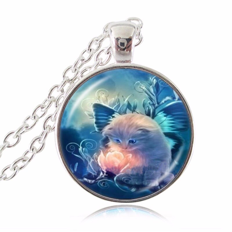 Angel Bull Dog Labrador Cat Wings Rainbow Silver Pendant Necklace Free ...