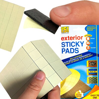 STRONG EXTERIOR STICKY PADS Double Sided Adhesive Square Outdoor Wall ...