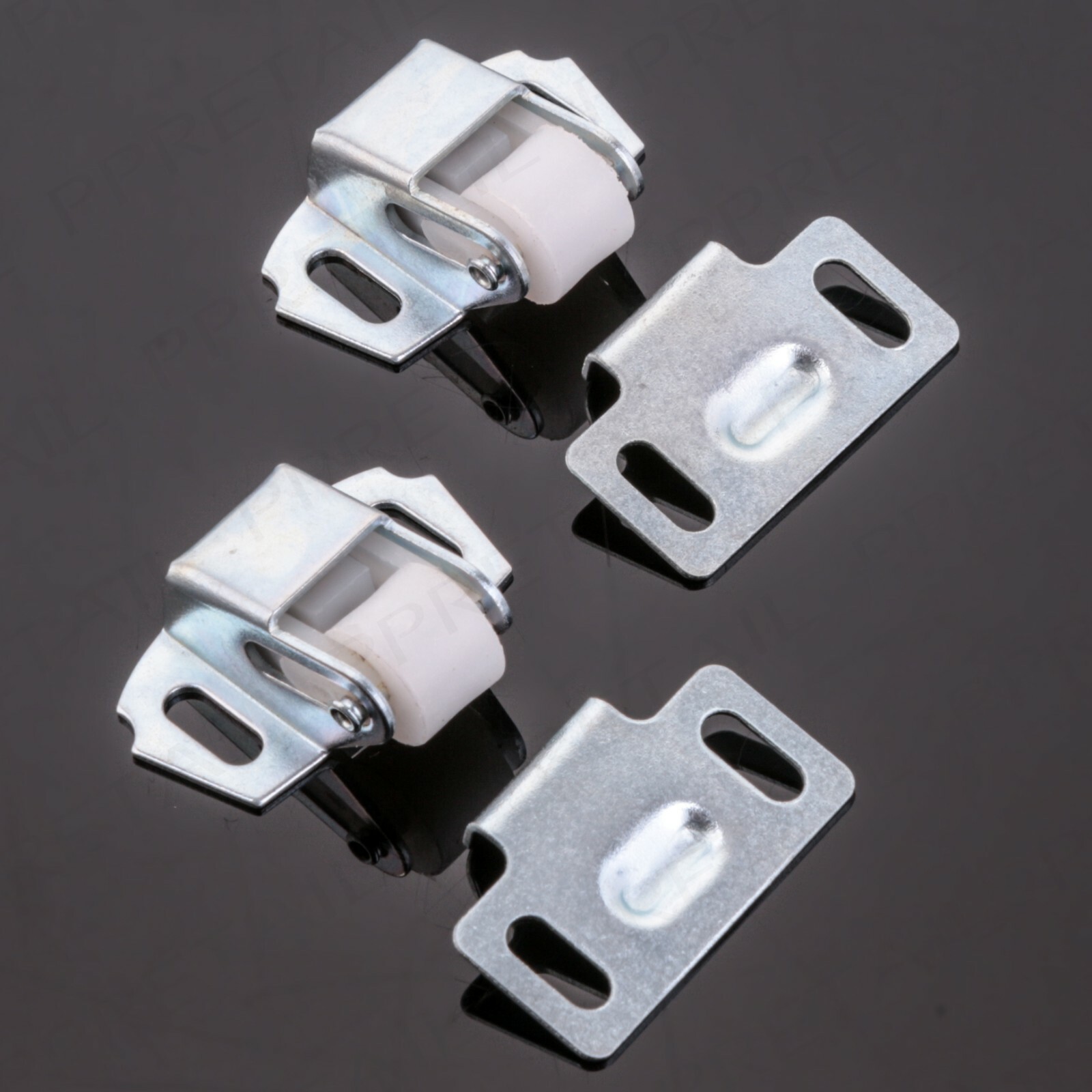 4x CABINET/CUPBOARD SINGLE ROLLER DOOR CATCH Latch Spring Loaded Fixing ...