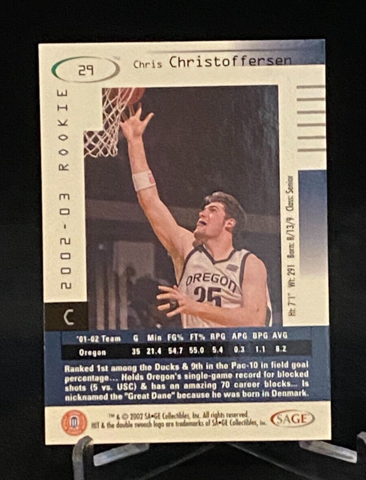 2002-03 Sage HIT Rookie Card #29 Chris Christoffersen Oregon Ducks | eBay