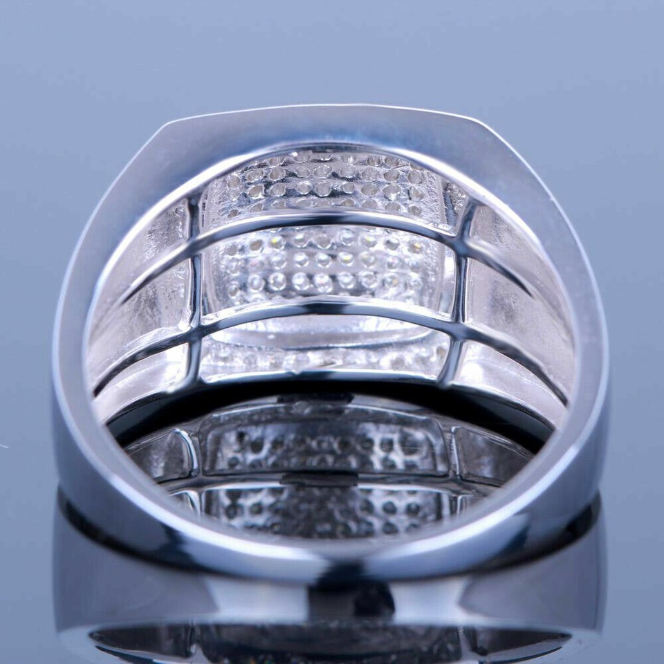 1.05CT Clear CZ 935 Argentium Silver Men's Fine Jewelry Engagement ...