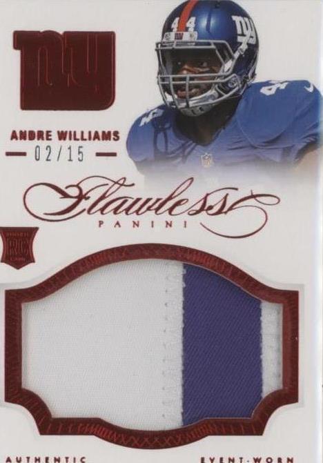 2014 Panini Flawless - Rookie Patches Andre Williams #23 Ruby /15 (MEM ...