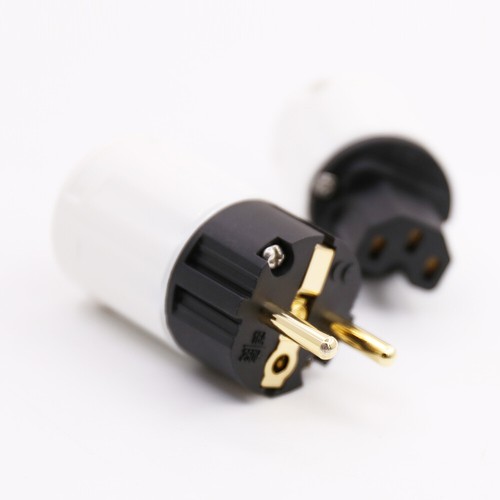 Pair HIFI EU/US Schuko AC Power Plug IEC Female Connector | eBay