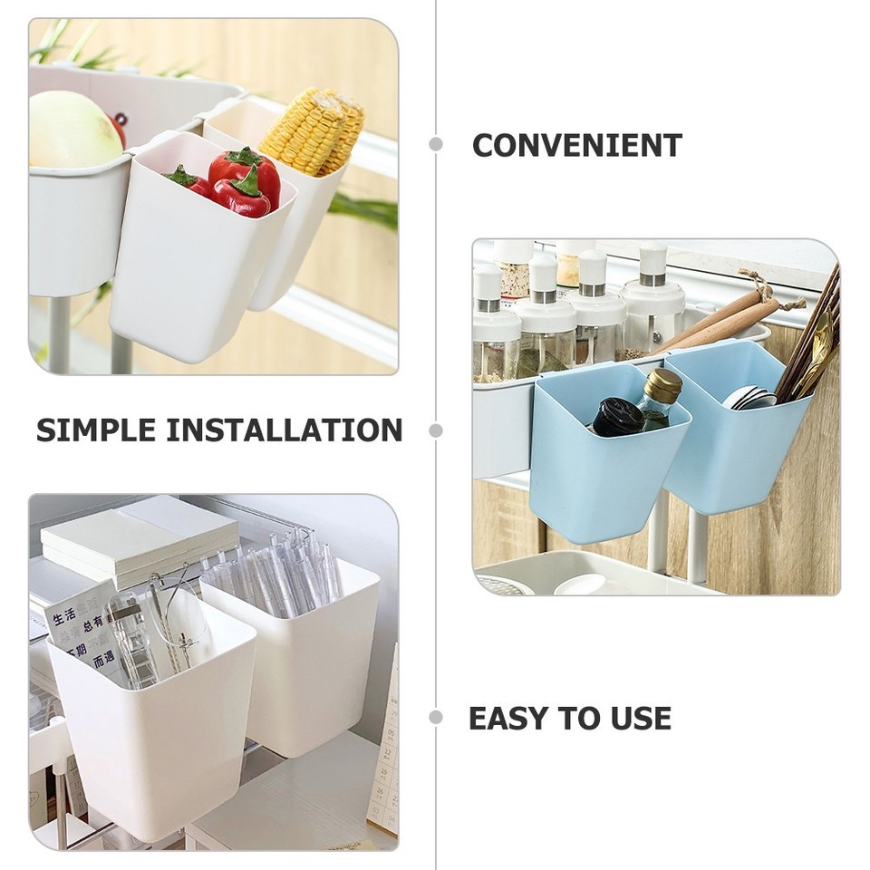 4 Pcs Small Hanging Buckets Storage Containers for Rolling Cart Use ...