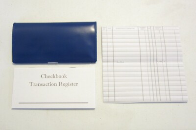1 ROYAL BLUE VINYL CHECK BOOK COVER & 10 CHECKBOOK TRANSACTION ...