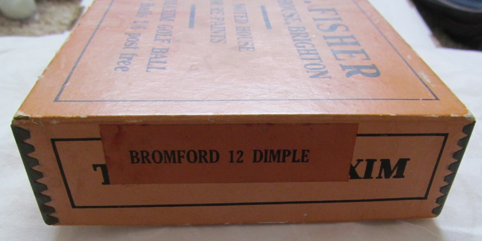 VINTAGE EMPTY GOLF BALL BOX TO HOLD A DOZEN W. F. FISHER REPAINT DIMPLE ...