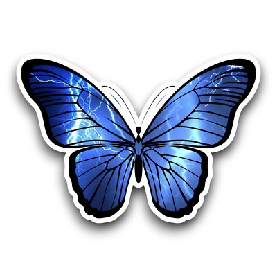 Pretty Butterfly With Blue Lightning Storm Effect Vinyl Sticker Decal ...