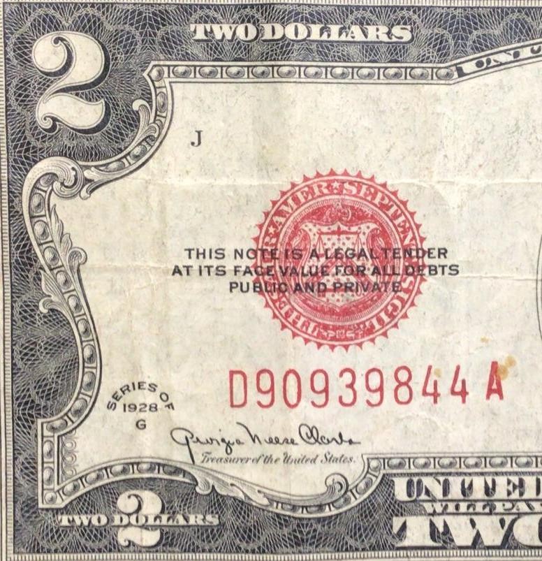 1928G $2 RED US Deuce FINE X9844 Old US Paper Money Currency! | eBay