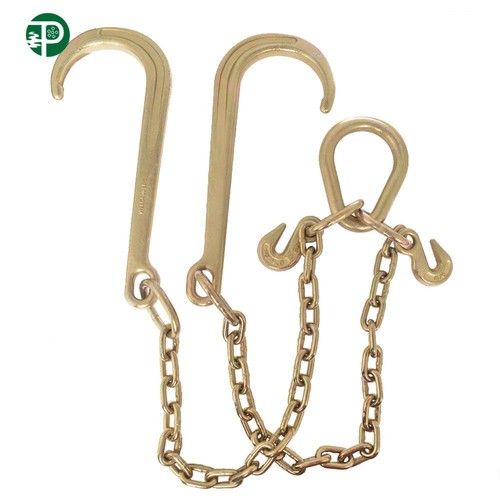 G70 Tow Chain J-hooks V-chain Flatbed Truck Rollback Wrecker Carrier 5/ ...