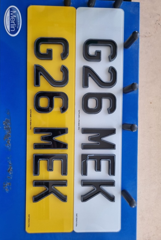 4d GLOSS GHOST STYLE Car Reg Number Plates Registration MOT UK Legal ...