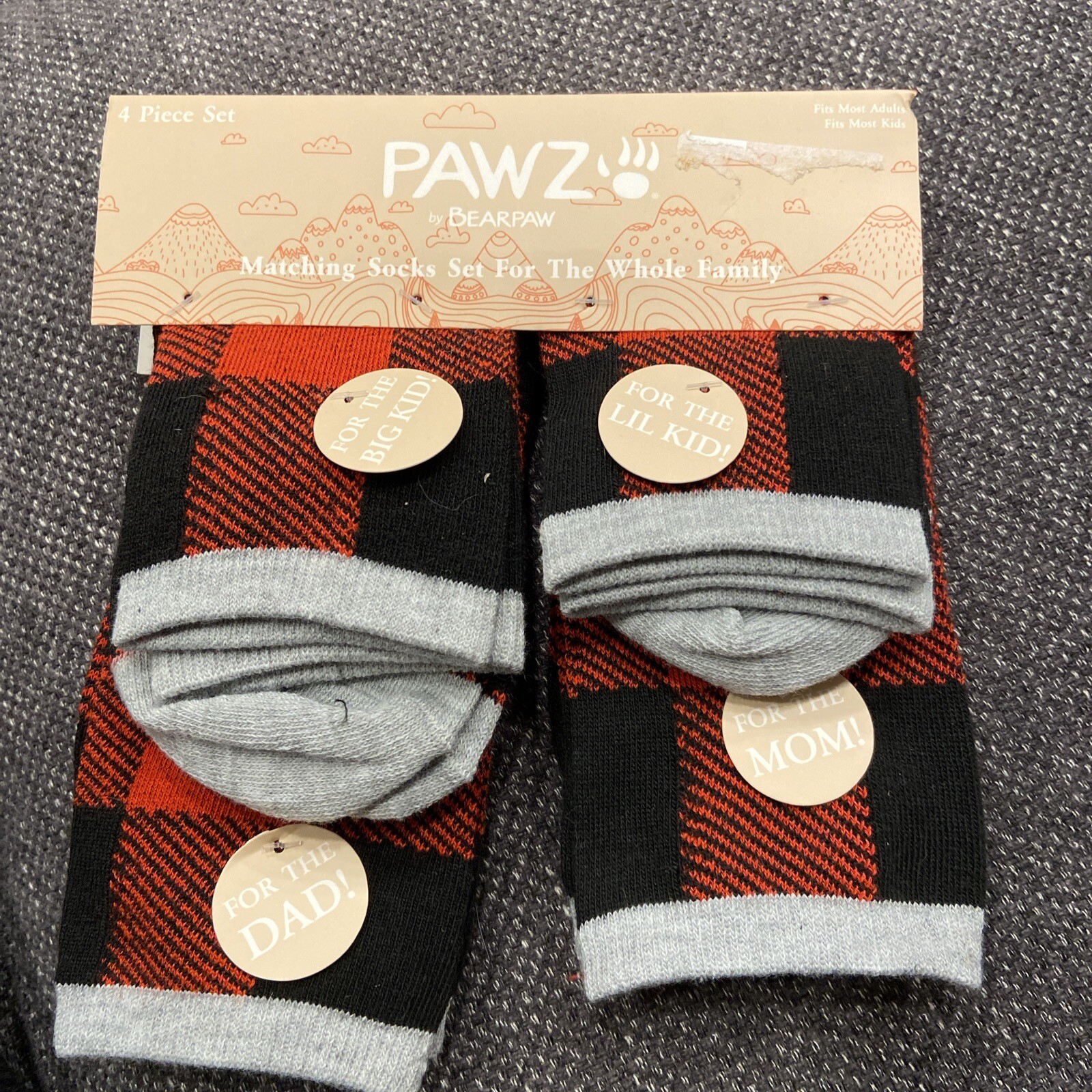 PAWZ by BEARPAW 4 Pair Matching Socks Set for the Whole Family One Size ...