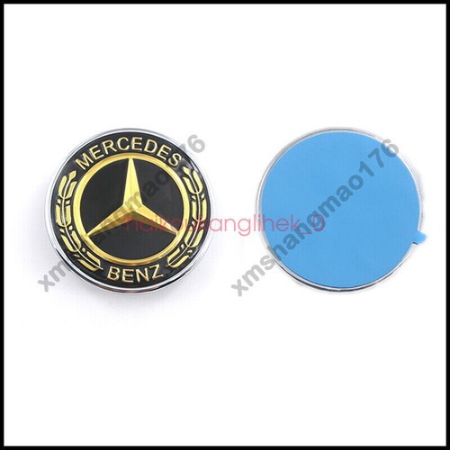 Front Hood Paste Emblem AMG Glod Black Flat Laurel Wreath Badge For ...