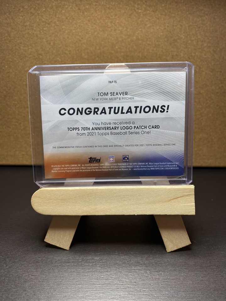 2021 Topps Series One Tom Seaver 70th Anniversary Logo Patch No. 70LP ...