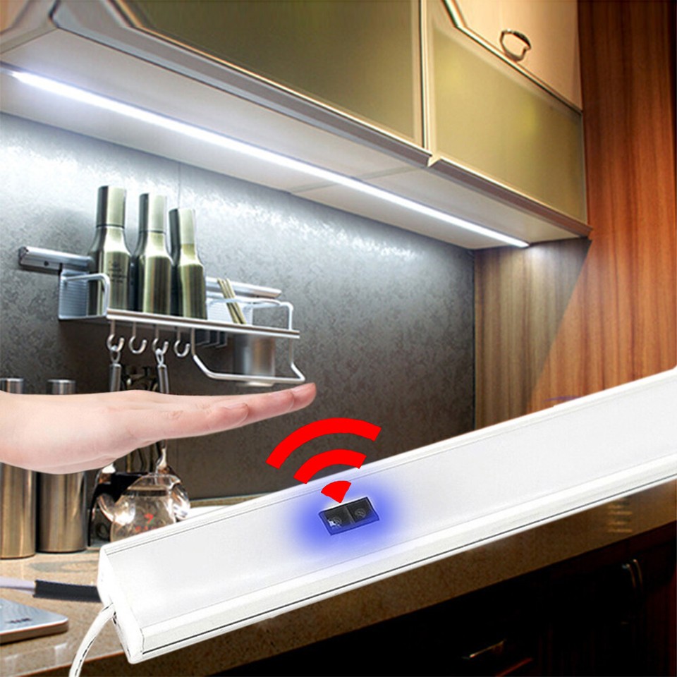 Hand Sweep Sensor LED Under Cabinet Light Cupboard Kitchen Closet Bar ...