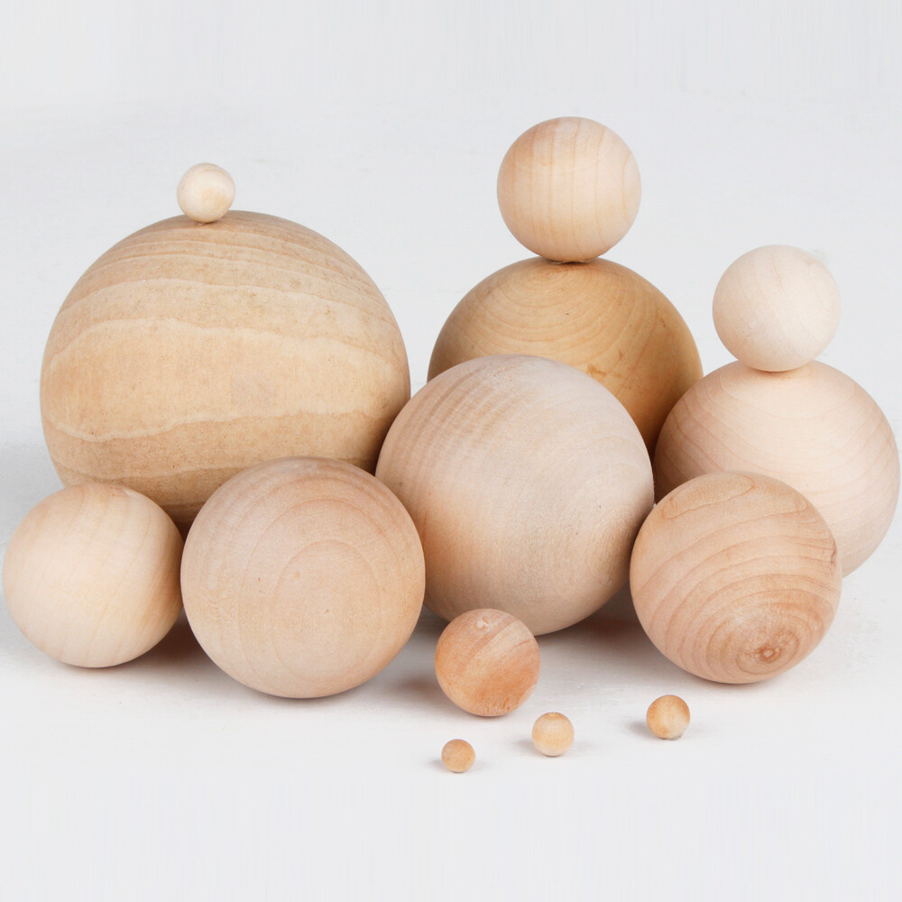 6mm ~ 60mm Diameter Natural Wood Balls Wooden Craft Sphere Round Craft ...
