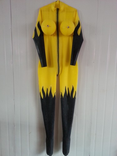 Latex Rubber Gummi Catsuit Bodysuit Inflatable Boobs Tights Jumpsuit S ...