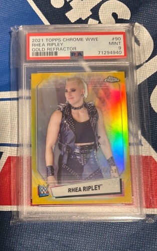 RHEA RIPLEY PSA 9 MINT 2021 TOPPS CHROME WWE GOLD REFRACTOR #/50 SSP ...