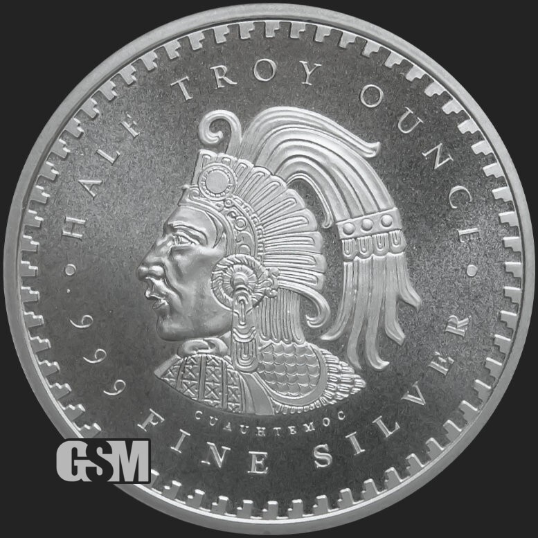 Pure Silver .999 Bullion - Mexico Aztec Calendar Mayan- 1/2 oz round ...