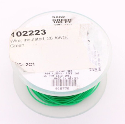 AlphaWire 5852 Wire, 28 AWG 7/36" 100' Spool, Green HOOK-UP STRND 28AWG ...