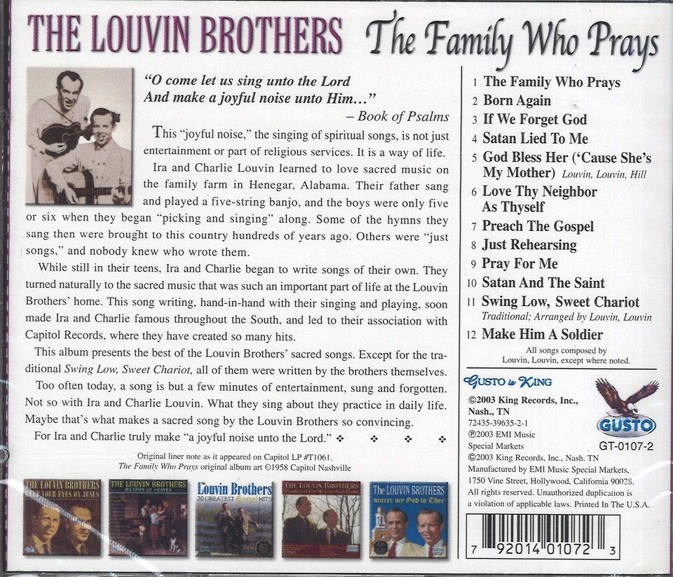 Louvin Brothers Family Who Prays | eBay