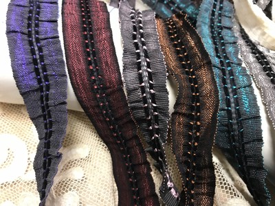 vintage jacquard ribbon 7/8" gathered trim ruffled 1yd made in France ...