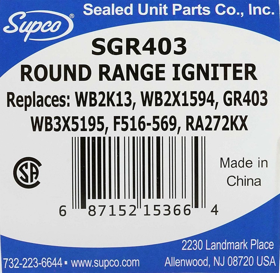 Gas Range Oven Igniter for WB2X9154, WB13K3, WB13K4, 4342528, SGR403 | eBay
