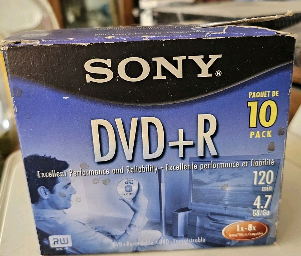 Sony DVD + R 10 Pack Discs With Cases 120 min 4.7 GB Blank New Sealed ...