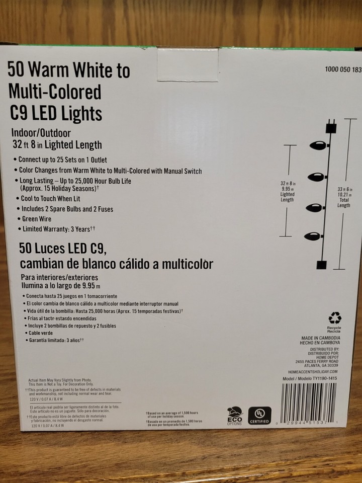 Home Accents Color Changing 50 Warm White to Multi Colored C9 LED ...