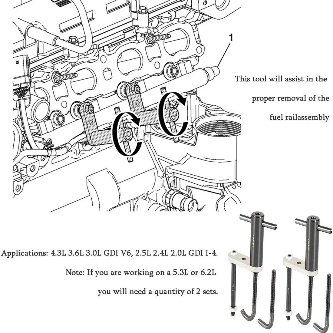 GM245 Fuel Injector Seals Tool & 6706 Injector Rail Assembly Remover ...